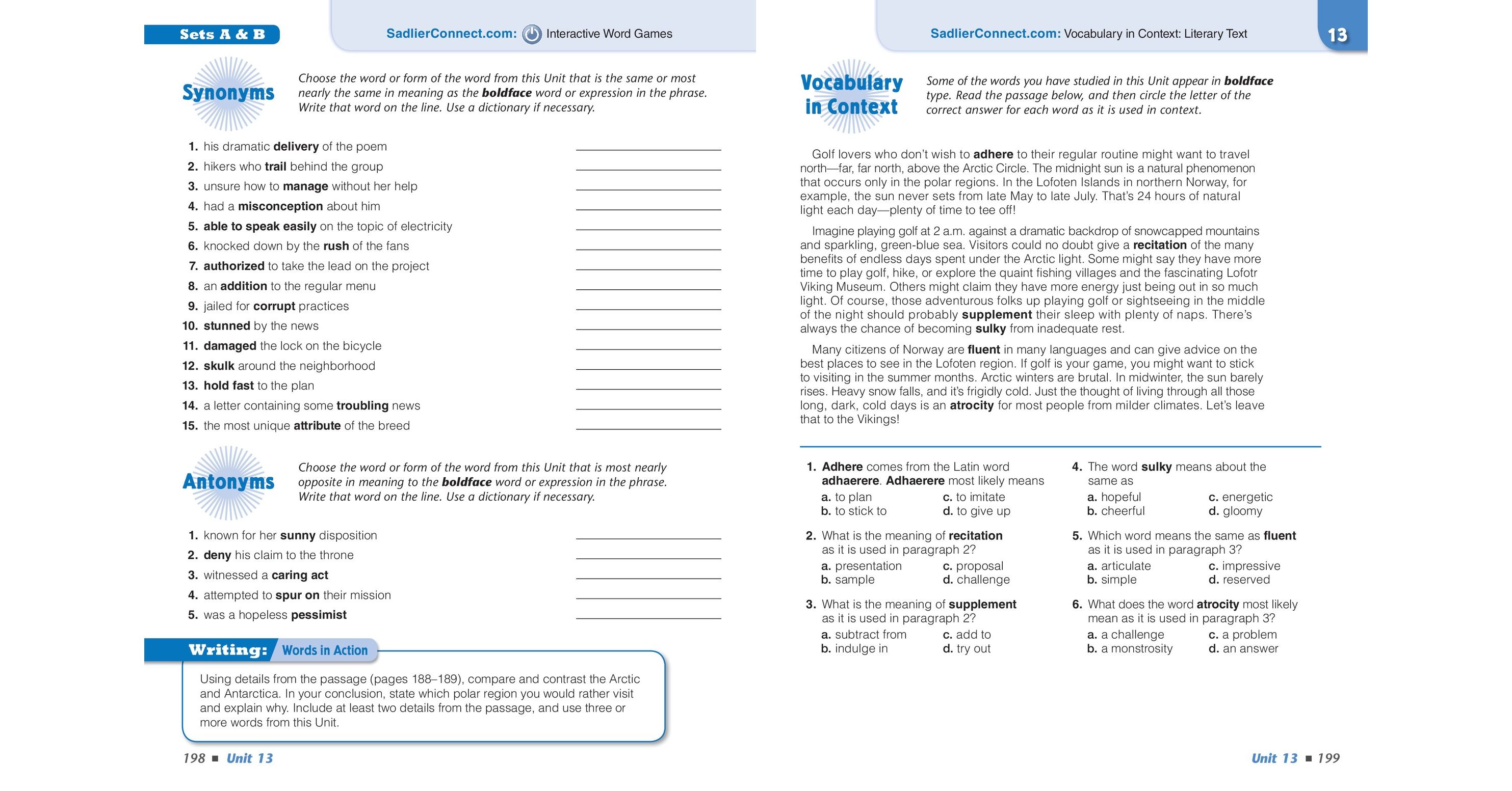 Vocabulary Workshop Achieve, Level A (Grade 6), Student Edition
