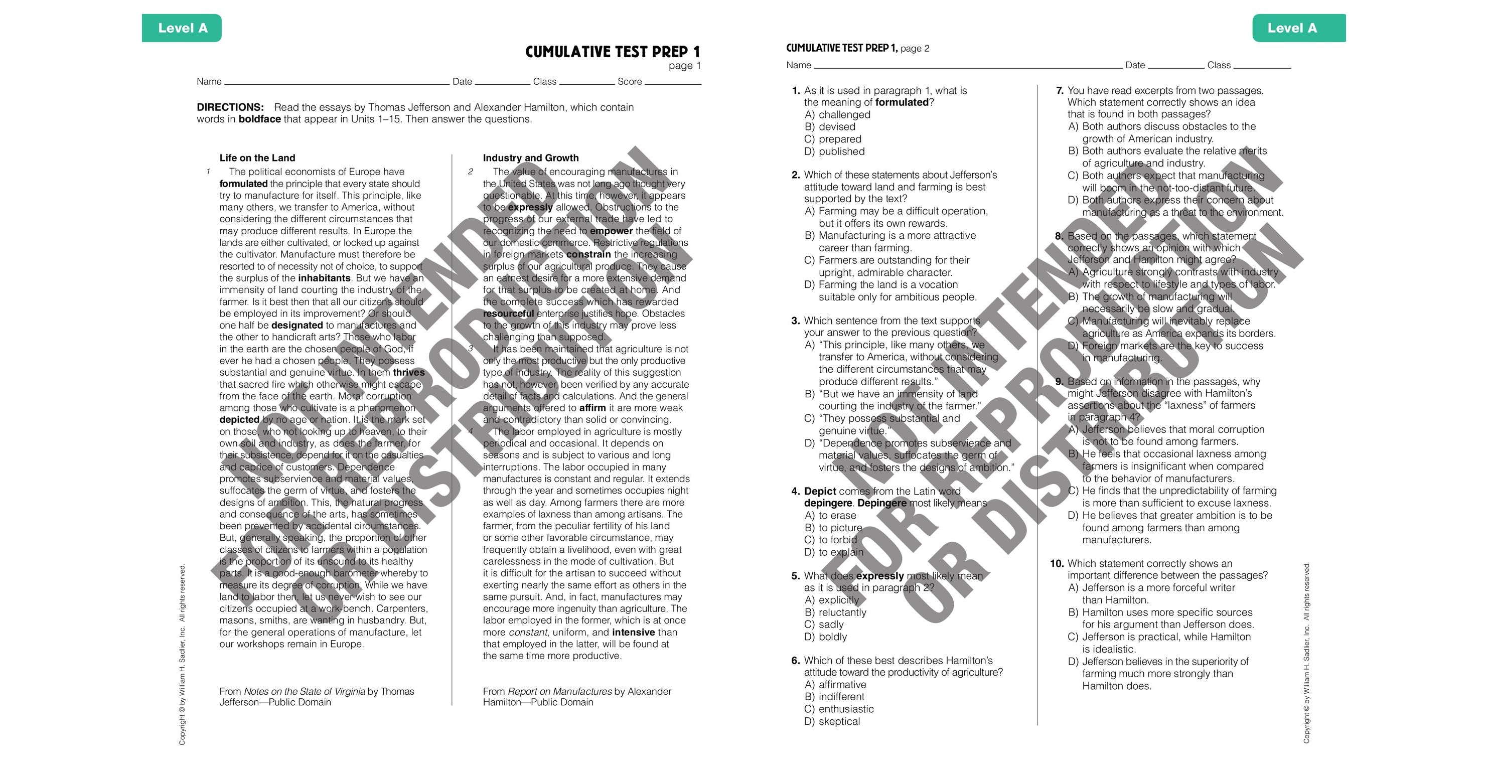 Vocabulary Workshop Test Prep, Levels A–C (Grades 6–8)