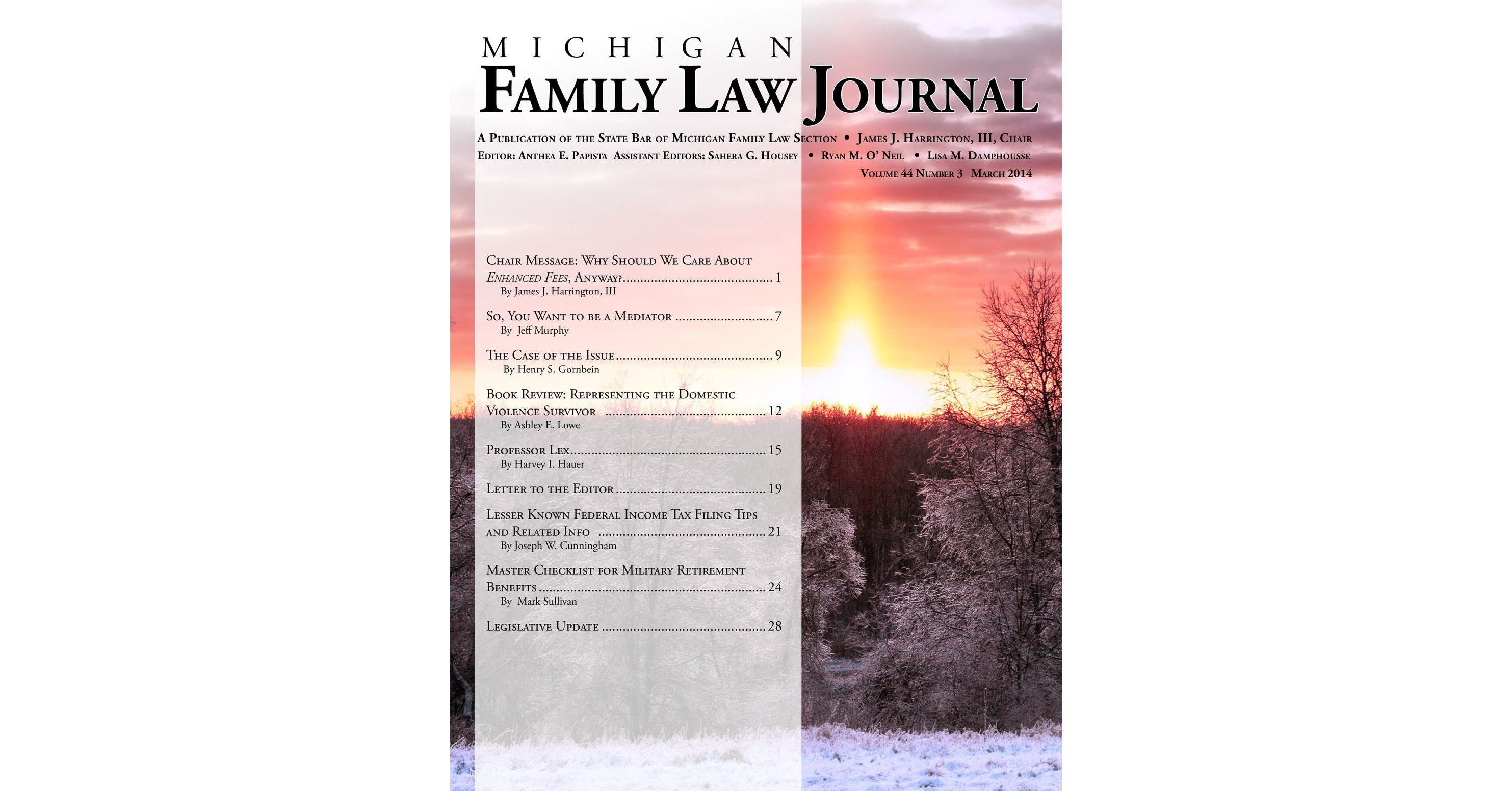 Michigan Family Law Journal March 2014